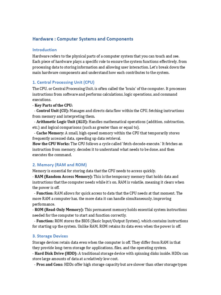 ICT Lecture 3 Hardware Computer system and its Component | PDF | Solid ... ICT Lecture 3 Hardware Computer system and its Component | PDF | Solid ...