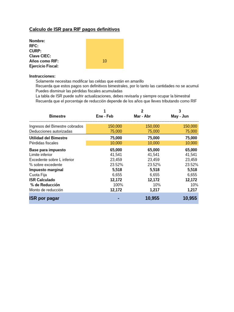 Calculo Rif Isr Iva | PDF | Impuesto sobre la renta | Ingresos