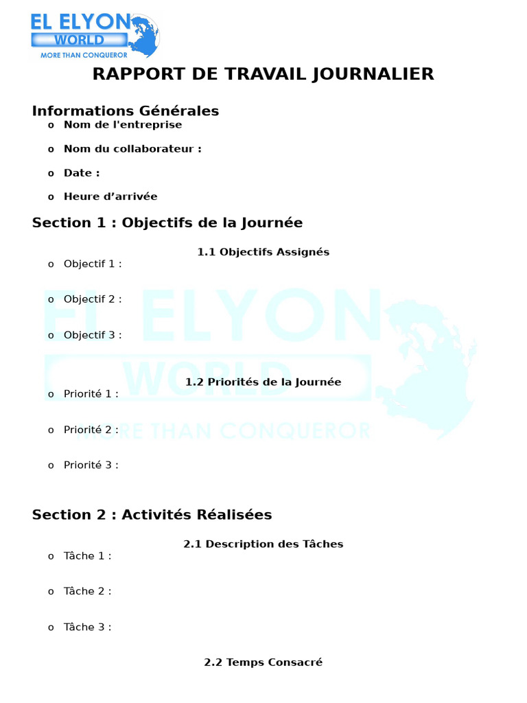 Rapport de Travail Journalier | PDF | Business