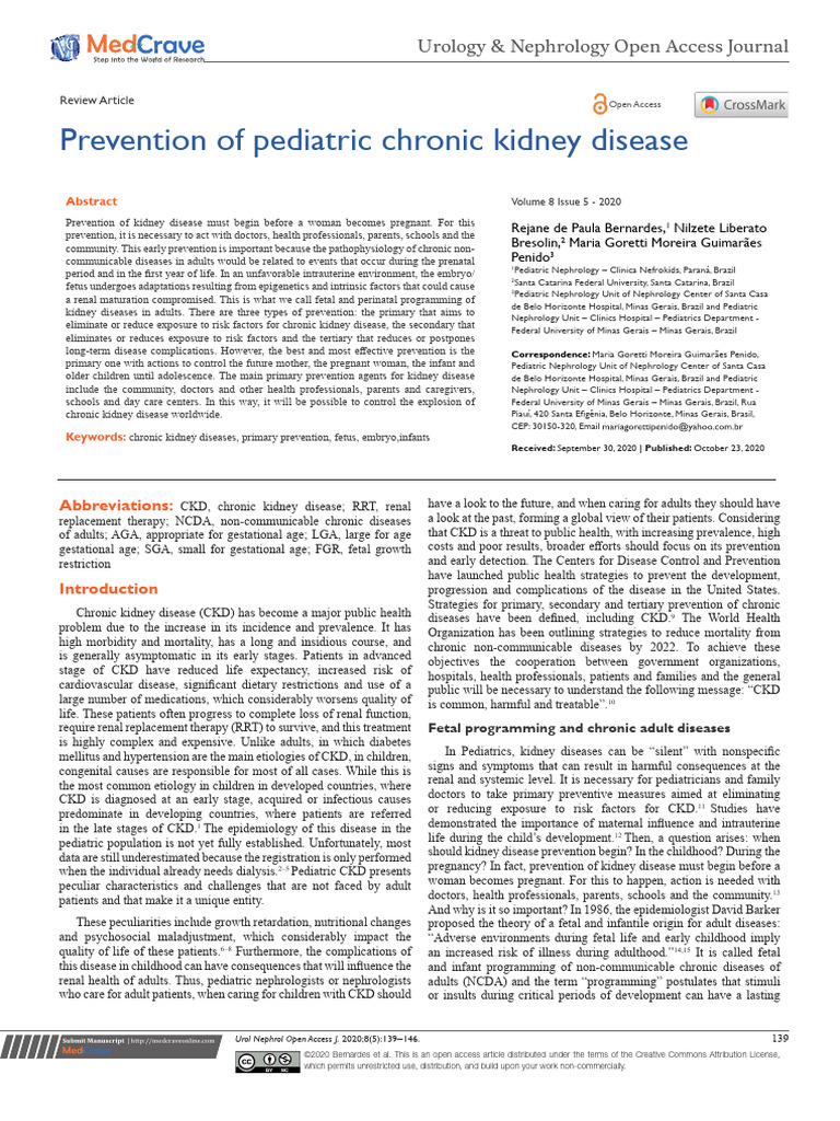 Preventing Pediatric Chronic Kidney Disease | PDF | Chronic Kidney ...