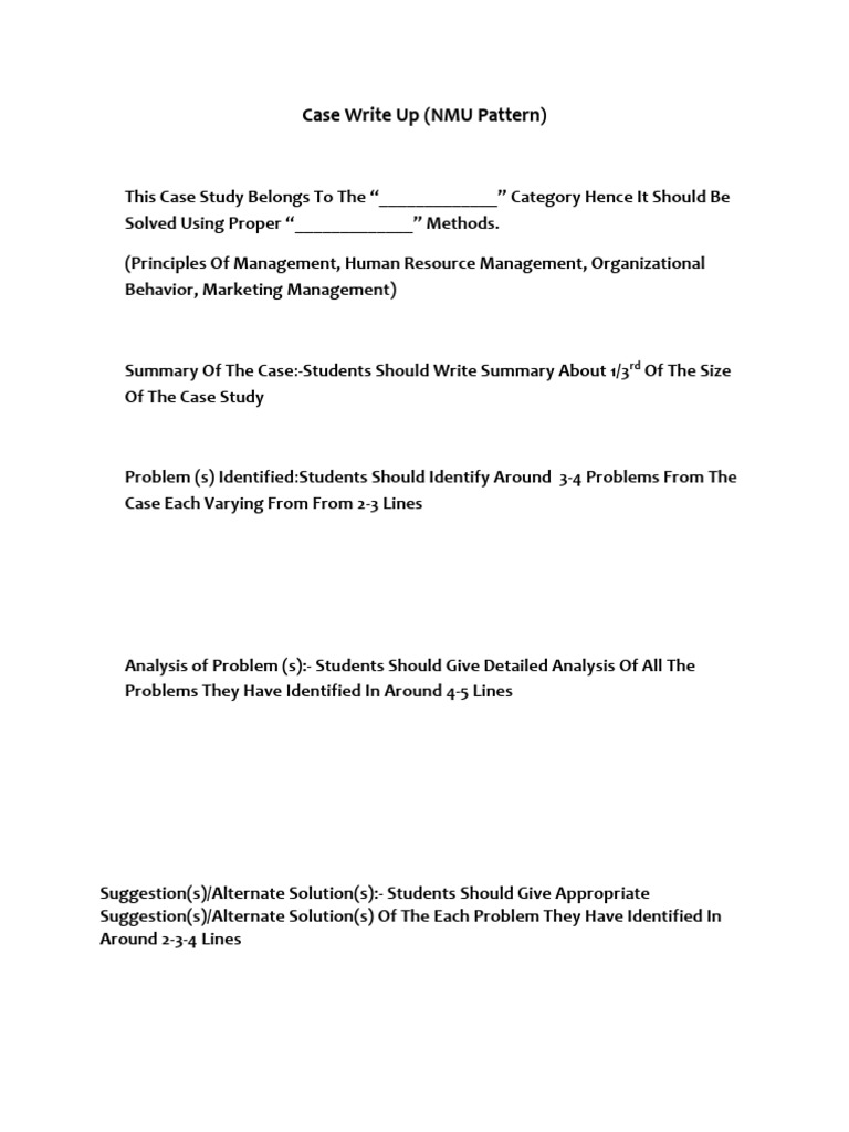 Case Study Writeup Format NMU | PDF