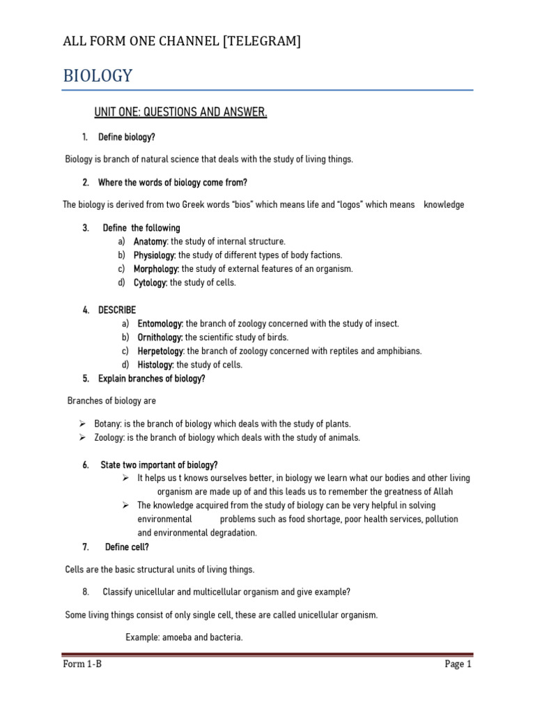Biology (All Form One Channel) | PDF | Endoplasmic Reticulum ...