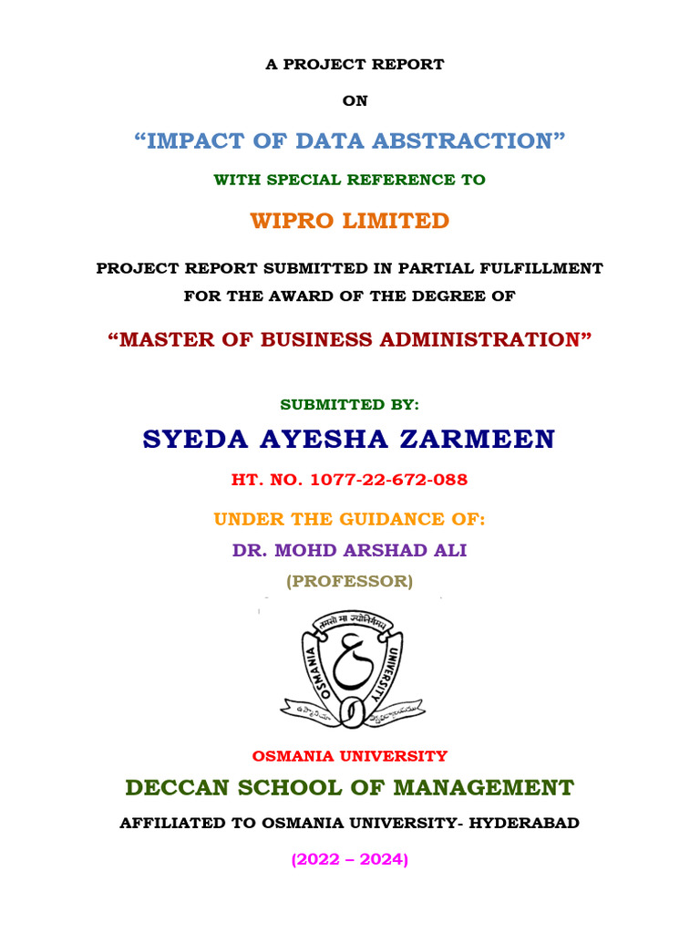 $ Impact of Data Abstraction at Wipro - Syeda Ayesha Zarmeen - Goodcp24 | PDF | Class (Computer ...
