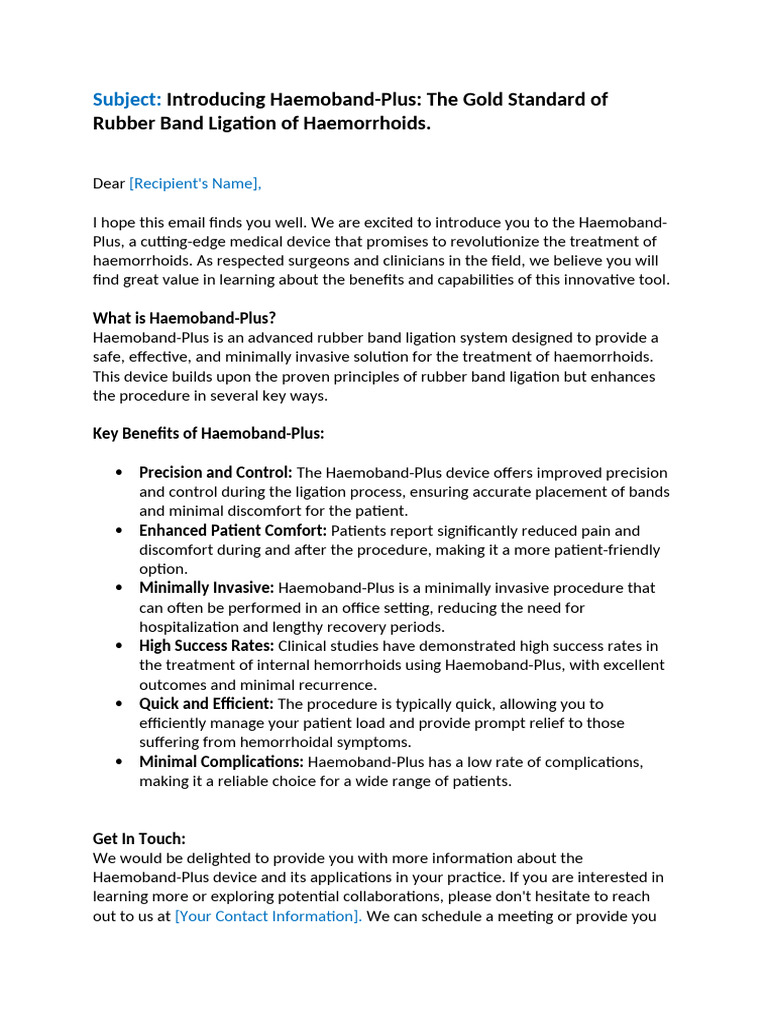 Haemoband Plus Email Template | PDF | Hemorrhoid | Health Sciences