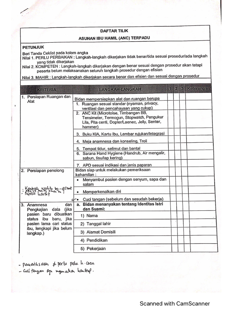 Daftar Tilik ANC Terpadu | PDF