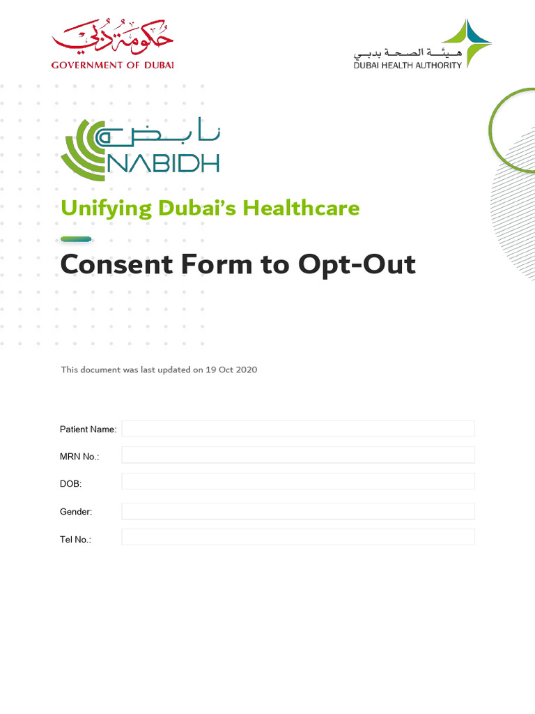 NABIDH Opt-Out Consent Form | PDF | Health Care | Informed Consent