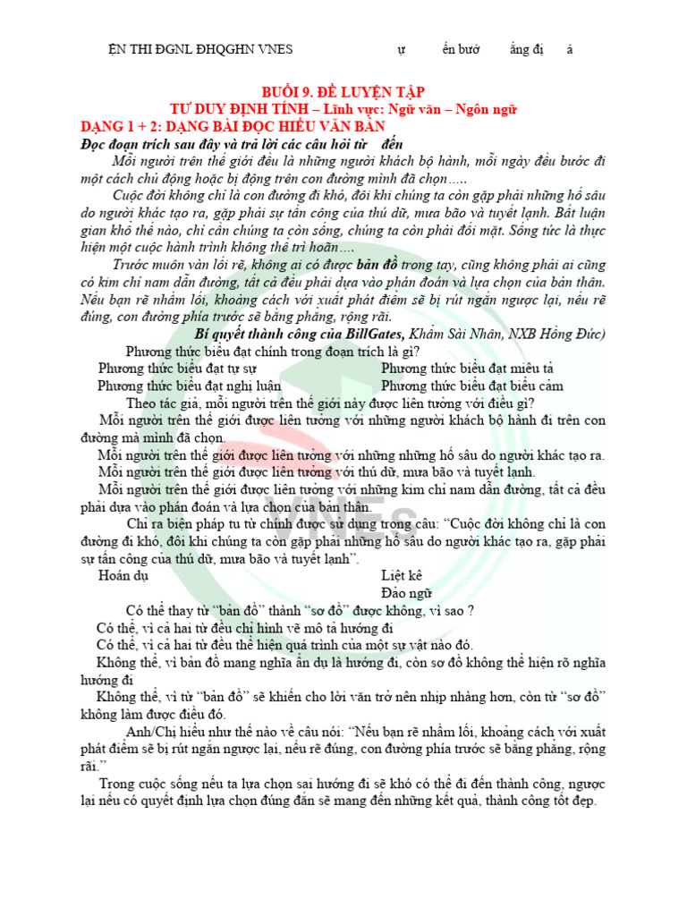 Buoi 9 de Luyen Tap Cung Co | PDF