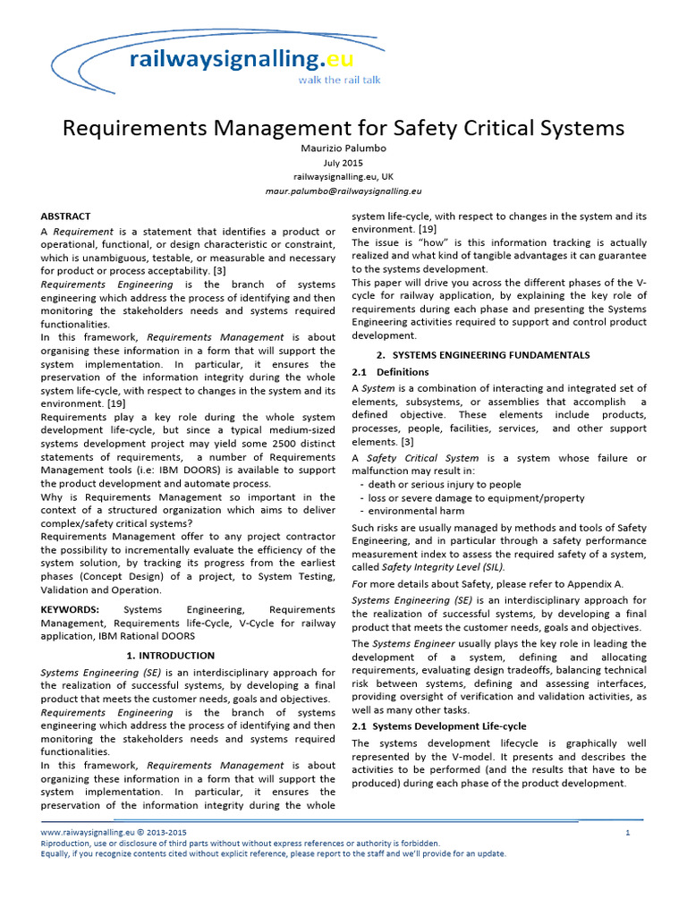 Req MGT Safety Critical System | PDF | System | Systems Engineering