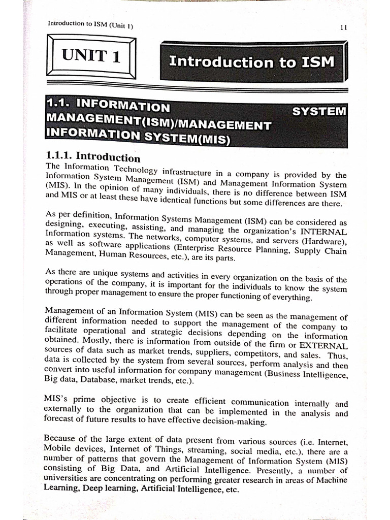 ISM (Unit 1) | PDF