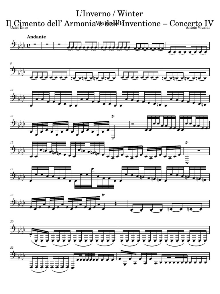 Invierno Vivaldi Cellol Inverno Winter Il Cimento Dell Armonia e Dell ...