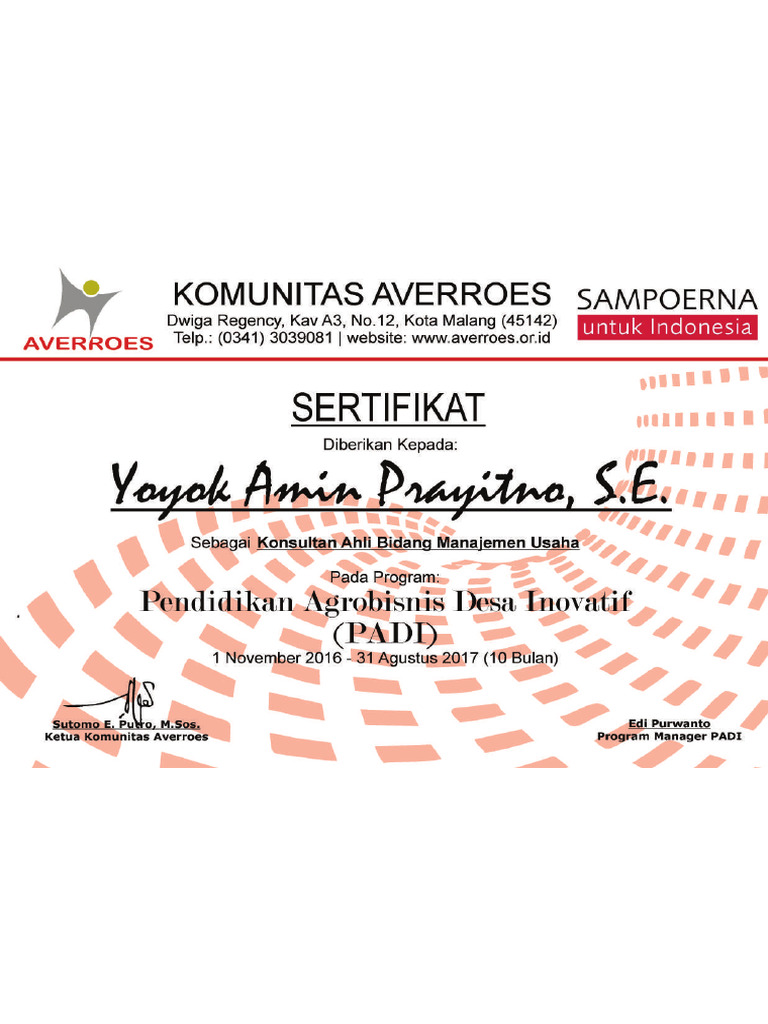 Sertifikat Mas Rian 3 | PDF