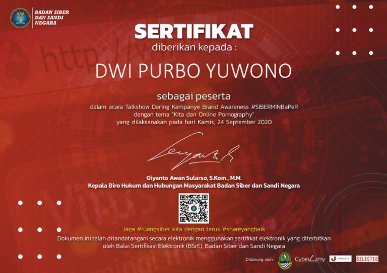 Dwi Purbo Yuwono - #Siberminbaper 24 Sep - Sign | PDF