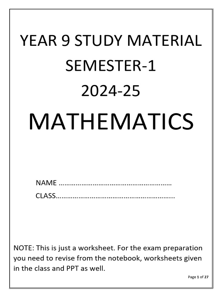 Y9 Question Bank - Term 1 | PDF