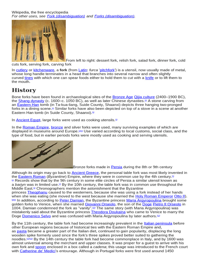 fork | PDF | Domestic Implements