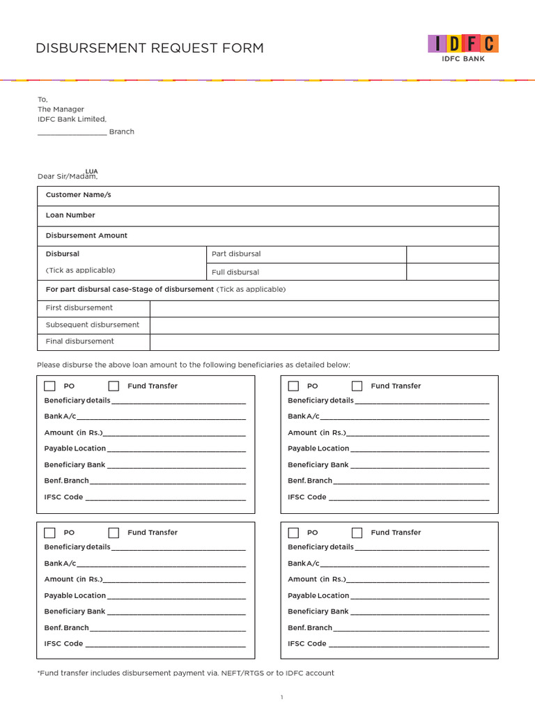 Disbursement Request Form Jun16 | PDF | Financial Services | Banking