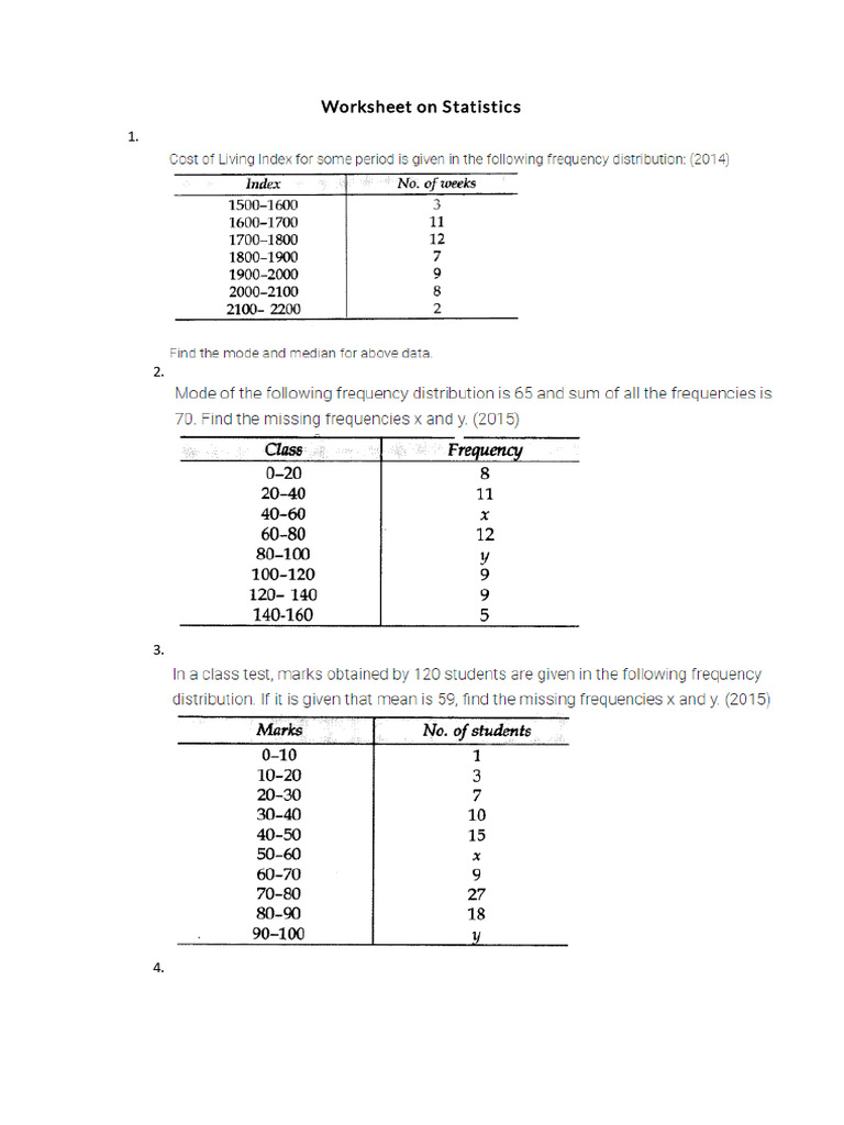 Worksheet On Statistics | PDF | Teaching Methods & Materials | Science ...