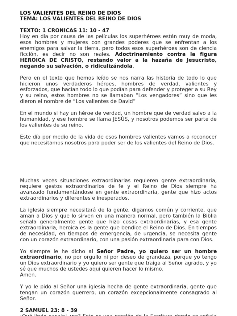 Los Valientes Del Reino de Dios | PDF | David | Goliat