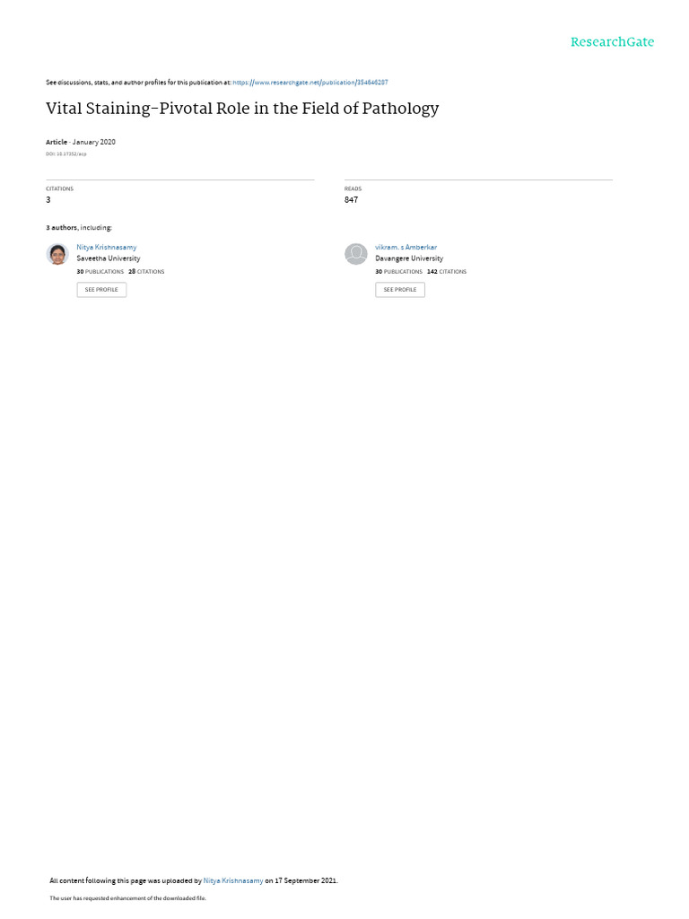 Vital Staining Article | PDF | Staining | Medical Specialties