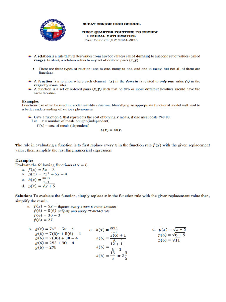 General Mathematics Reviewer 11 | PDF