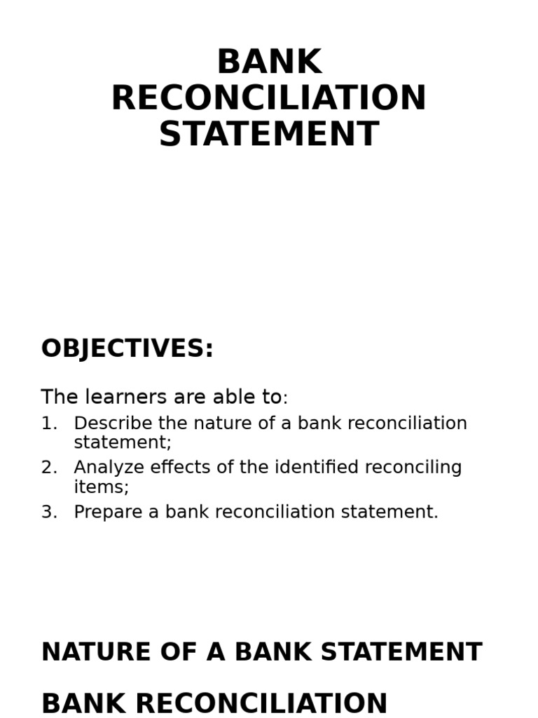Bank Reconciliation Statement Guide | PDF | Banks | Transaction Account