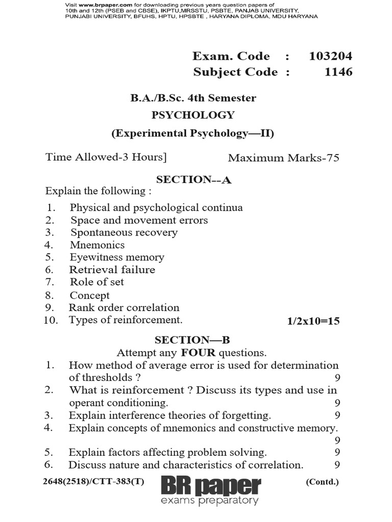 Psychology (4th) May2018 | PDF