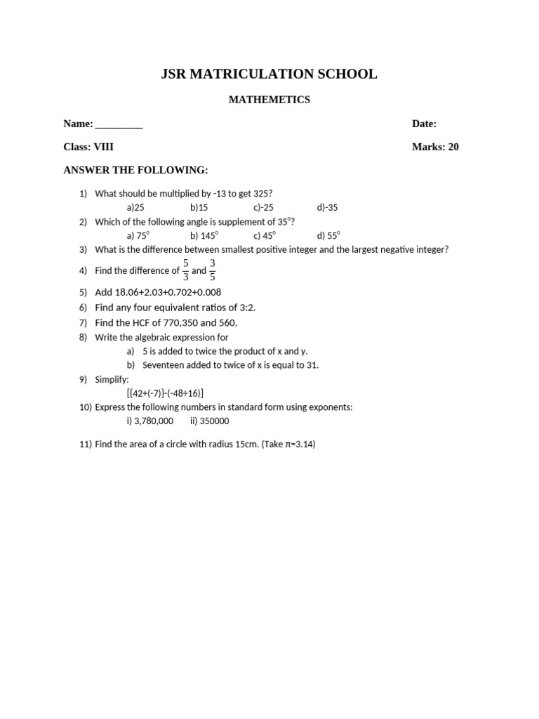 8th STD Entrance | PDF | Teaching Methods & Materials