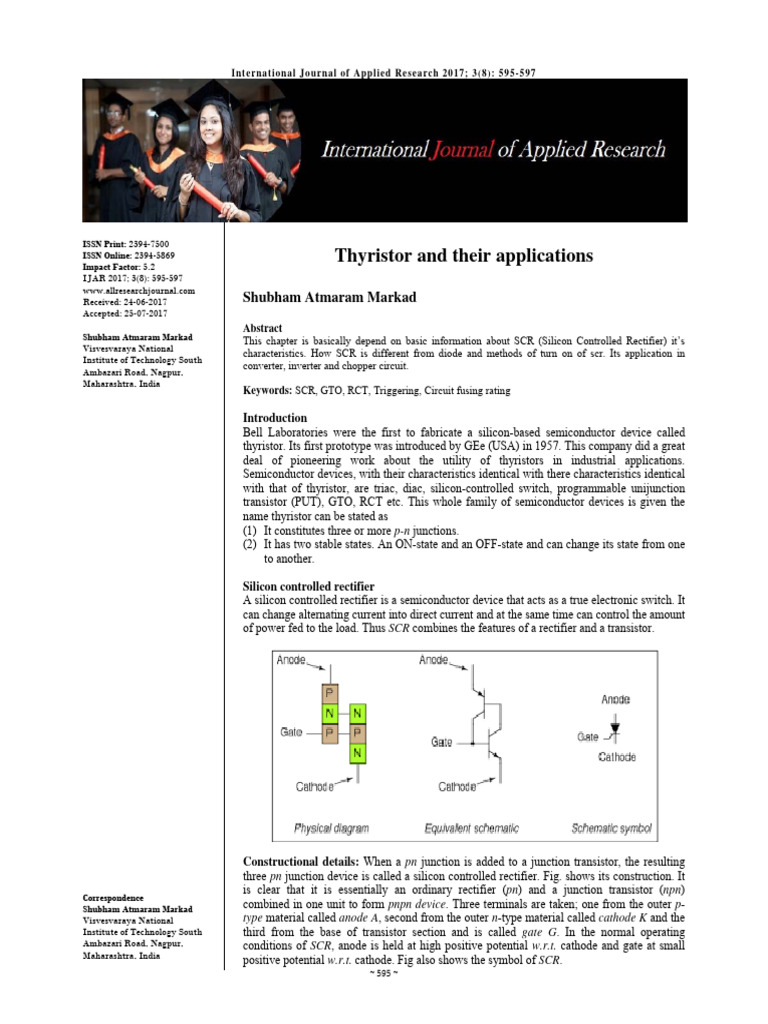 Thyristor and Their Applications | PDF | Power Electronics | Computer Engineering