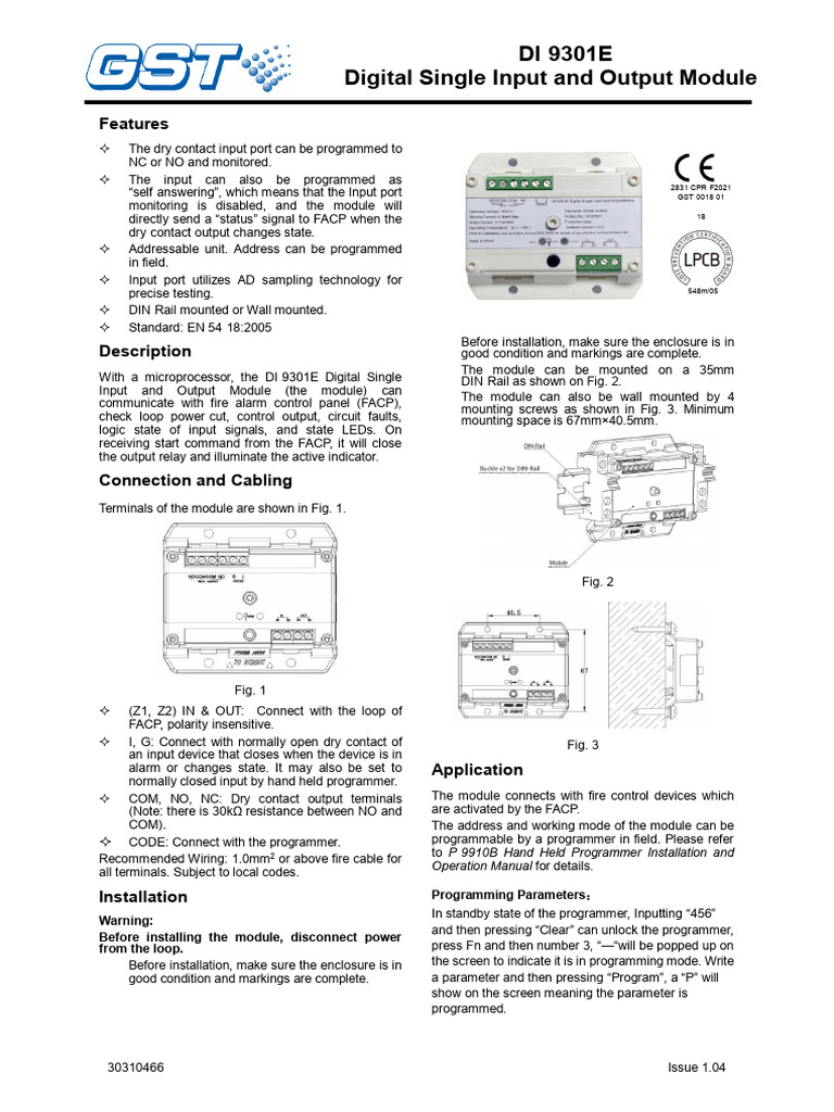 DI-9301E Digital Single Input and Output Installation and Operation Manual Issue 1.04 | PDF ...