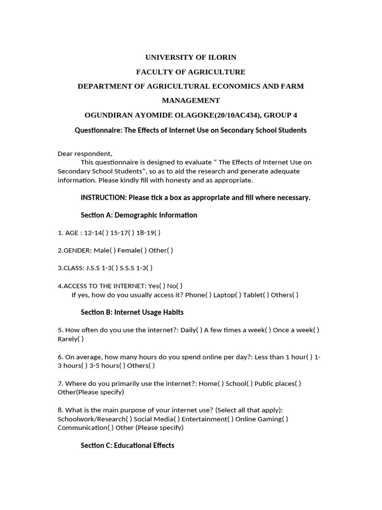 Questionnaire | PDF | Internet | Social Media