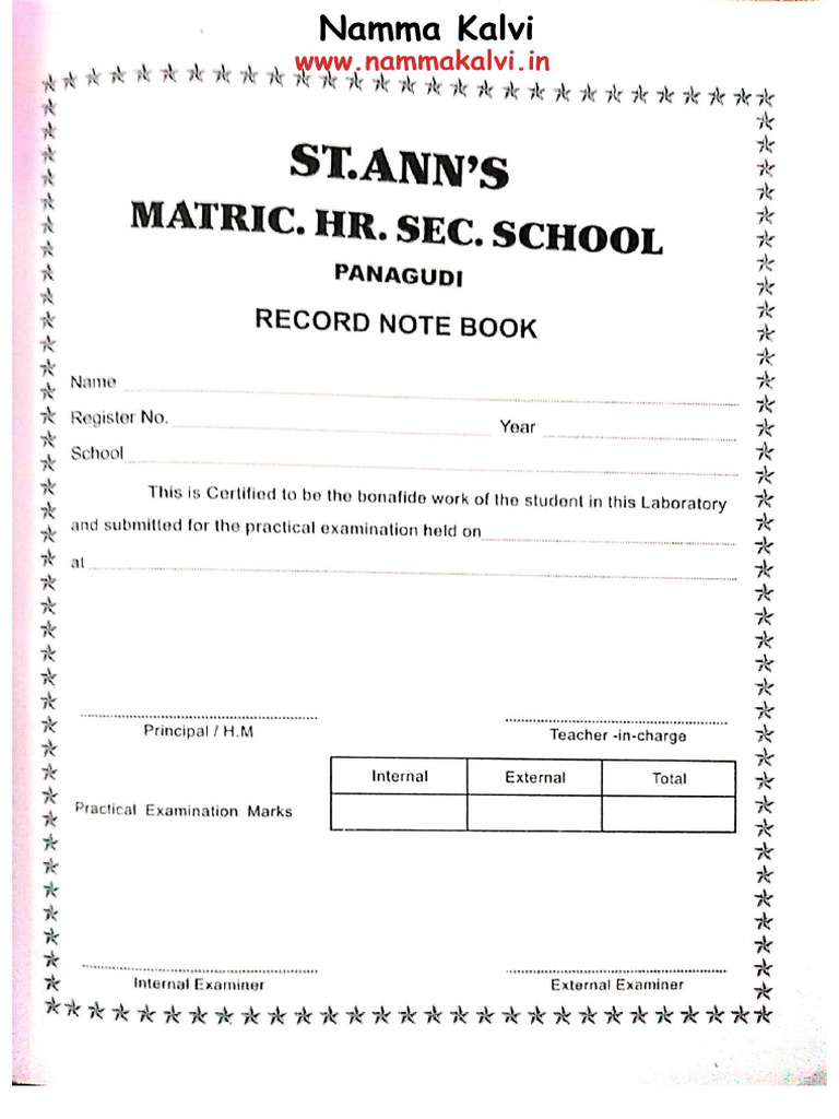 Namma Kalvi 12th Physics Practical Record em 215622 | PDF