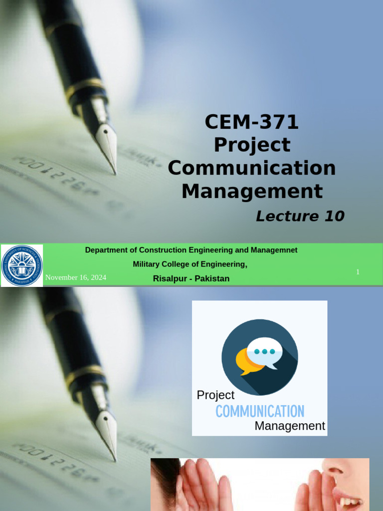 CPM Lecture 10-Proj Comm MGMT | PDF | Communication | Nonverbal ...