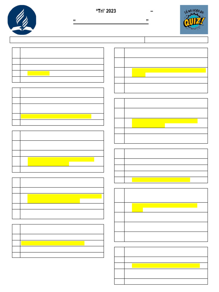 Quiz Adolescente 3ºtri L06 GABARITO | PDF | Jesus | Moisés