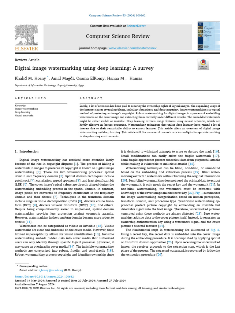 Digital Image Watermarking Using Deep Learning - A Survey | PDF | Deep ... Digital Image Watermarking Using Deep Learning - A Survey | PDF | Deep ...