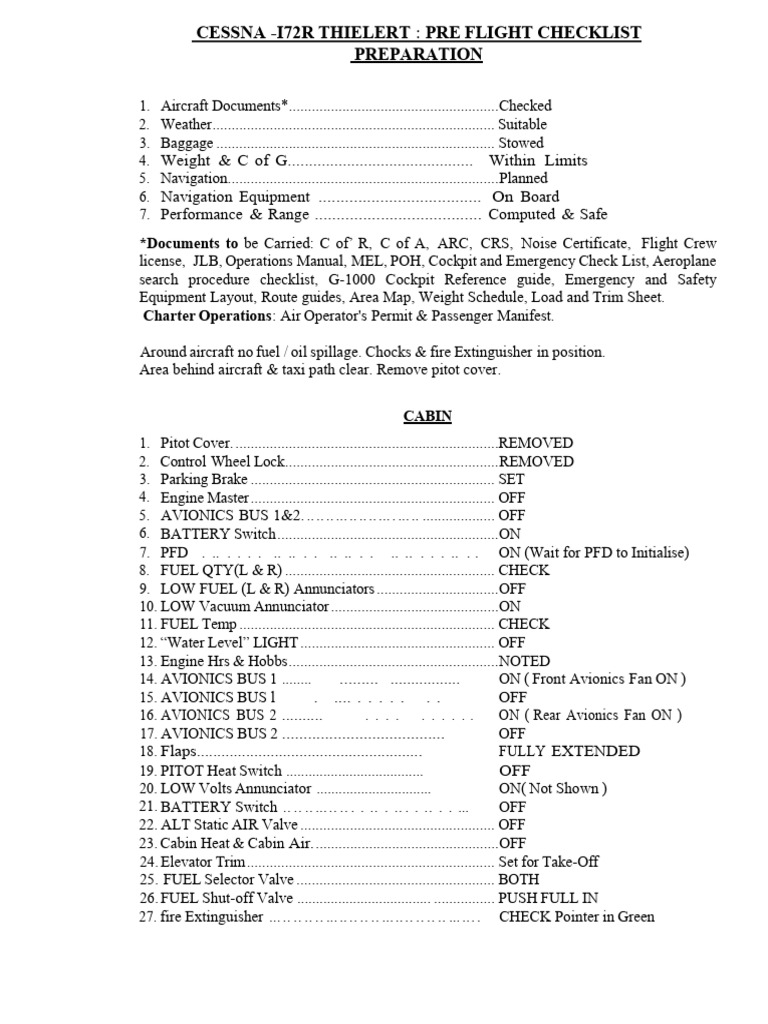 C172 TDI Checklist | PDF | Engines | Empennage