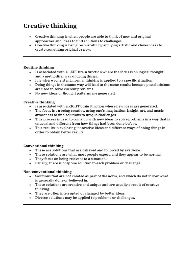 Business Gr11 Creative Thinking | PDF | Thought | Creativity
