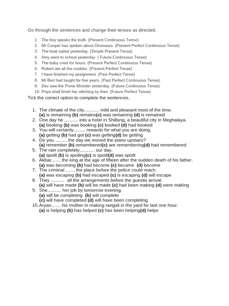 Tense Conversion and Sentence Completion Guide | PDF | Language Arts & Discipline