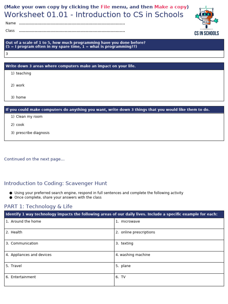Worksheet 01.01 Introduction To Coding | PDF | Python (Programming ...