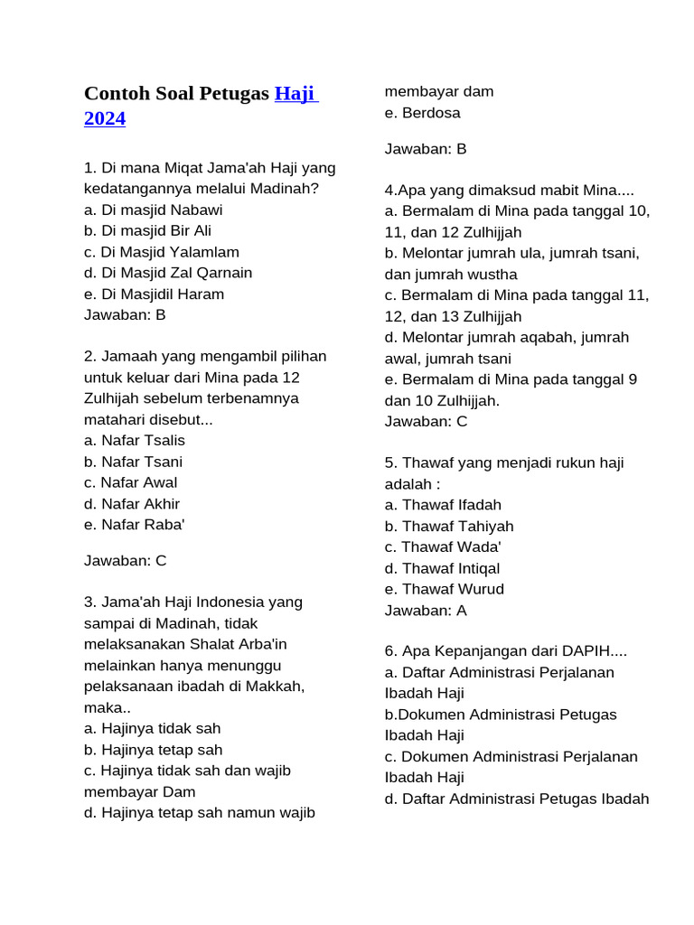 Contoh Soal Petugas HAJI | PDF
