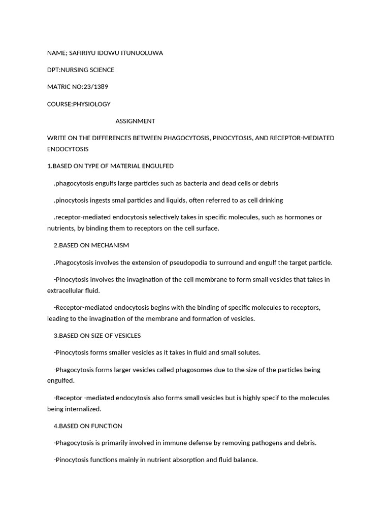 Physiology Assignment | PDF