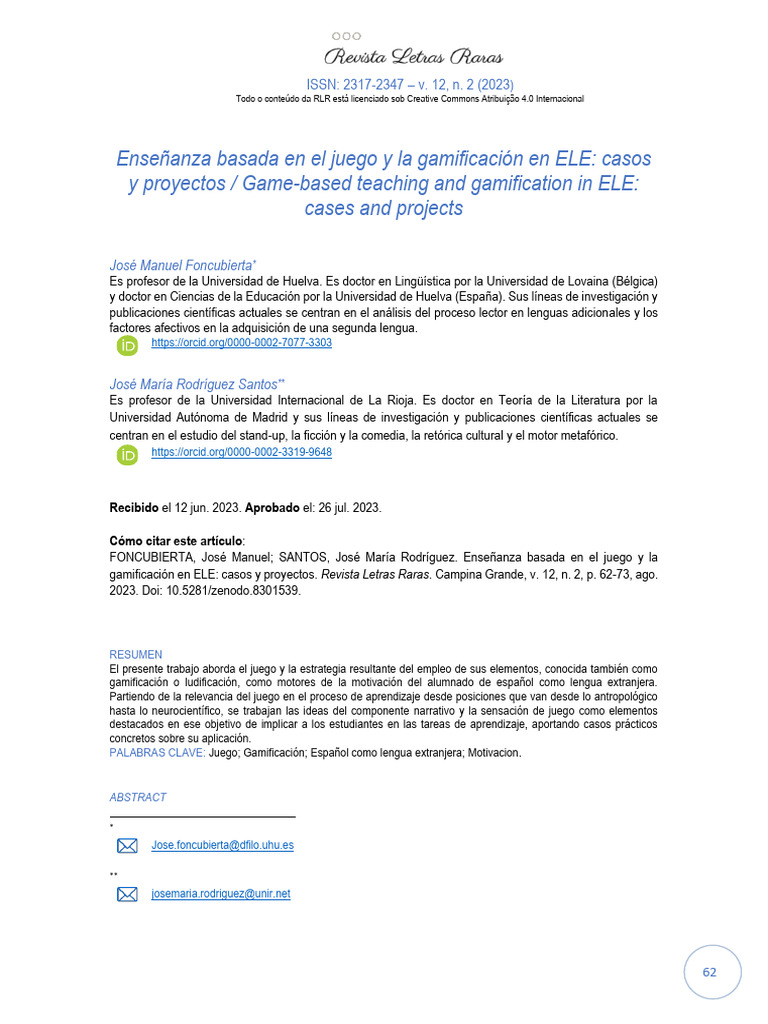 Enseñanza Basada en El Juego y La Gamificación en ELE Casos y Proyectos | PDF | Aprendizaje ...