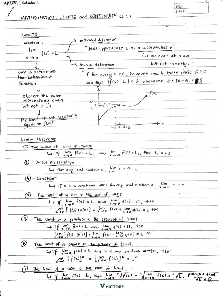 Mat051 Notes 1.1 Intro To Limits | PDF