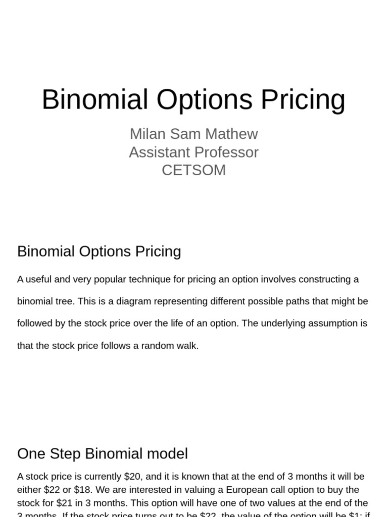 Binomial Options Pricing | PDF | Option (Finance) | Stocks