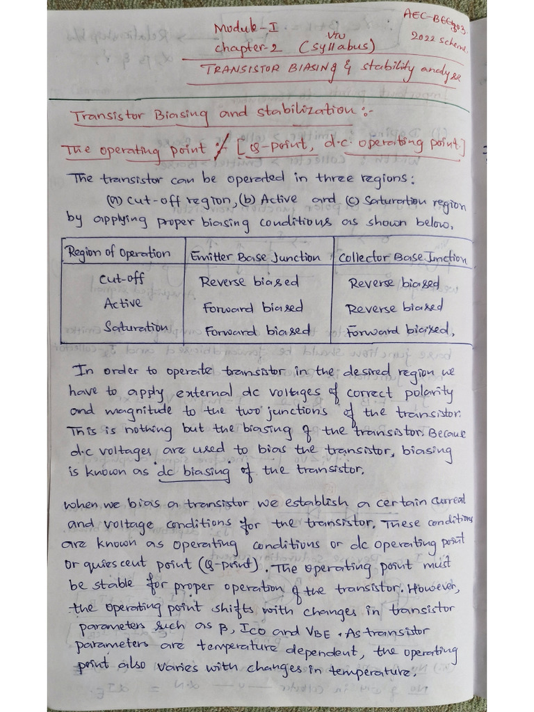 Module_1..Chapter_2 [ Transistor Biasing & Stabilisation] | PDF