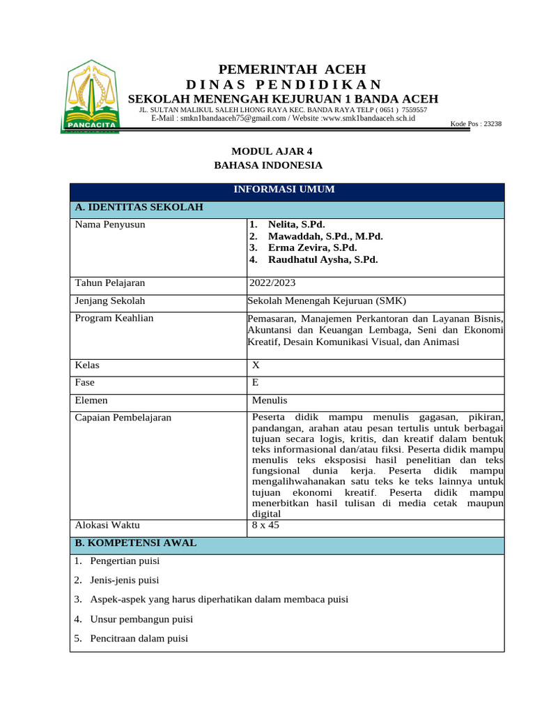 Modul 4 Bahasa Indonesia | PDF | Karier & Perkembangan | Seni