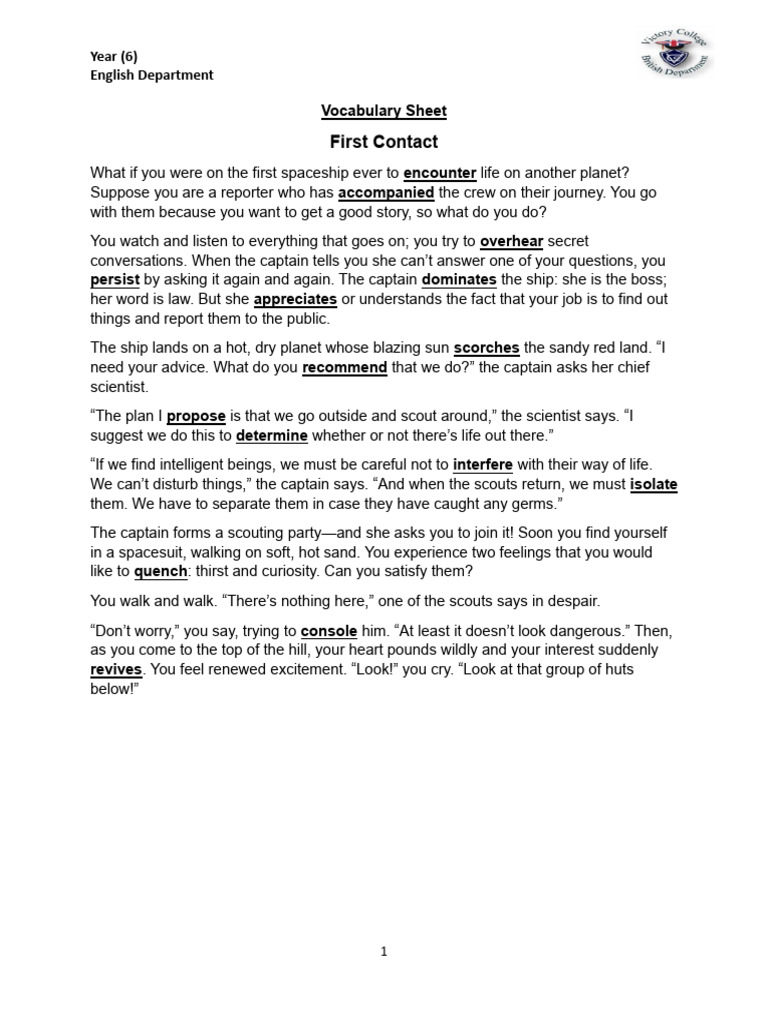 Vocabulary Sheet Week11 | PDF | General Fiction