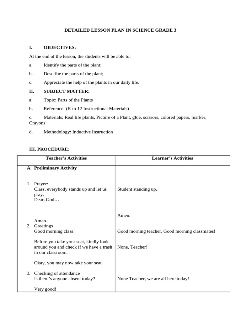 Detailed Lesson Plan in Science | PDF | Plants | Flowers