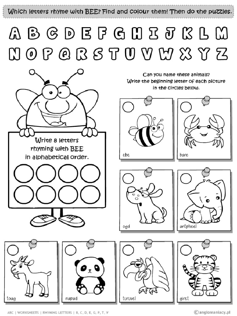 Grammar Worksheets Abc Rhyming Letters 1 | PDF