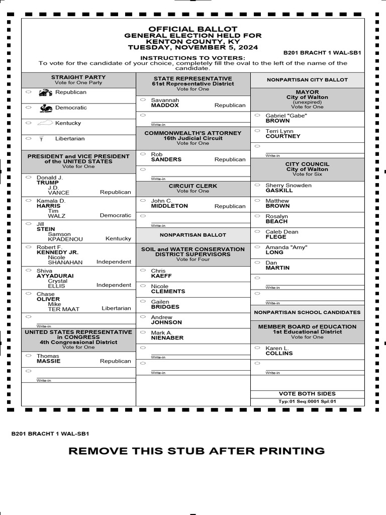 Kenton 2024 General Election SAMPLE | PDF | Suffrage | Elections