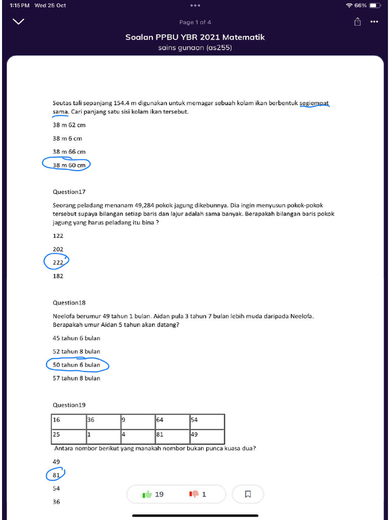 Soalan Math PBU | PDF