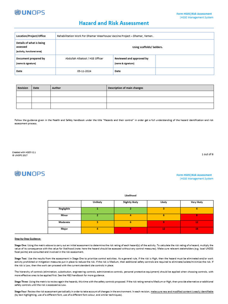 Risk Assessment Working at Height 05 | PDF | Risk | Hazards
